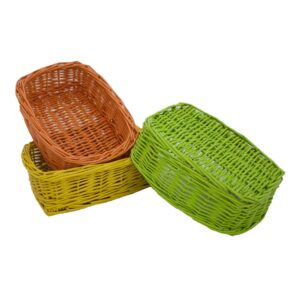 rectangle small wicker baskets for sundries 3pcs storage bins (colorful)