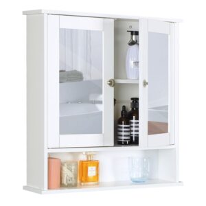 maison arts bathroom medicine cabinet with mirror and adjustable shelf, medicine cabinets bathroom cabinet wall mounted for kitchen, living room and laundry room, white