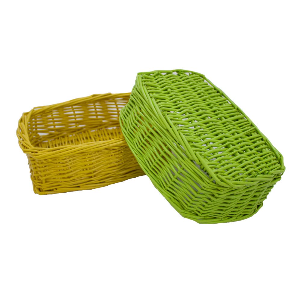 Rectangle Small Wicker Baskets for Sundries 3pcs Storage Bins (Colorful)