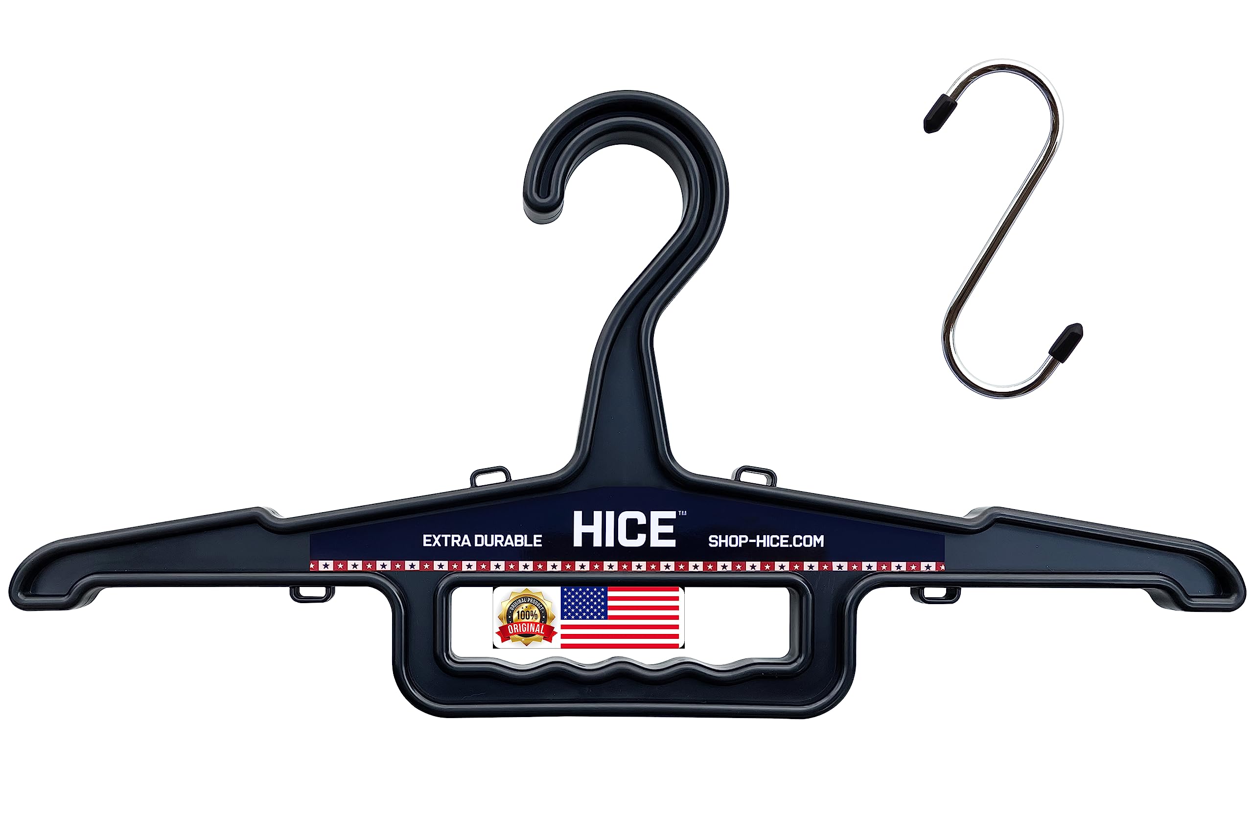 HICE Heavy Duty Clothes Hanger | 150 lb Weight Capacity | High-Impact Resin for Tactical Gear, Plate Carriers, Bulletproof Vests, Scuba BCDs, Coats, Uniforms, Heavy Clothing | Durable Design (Black)