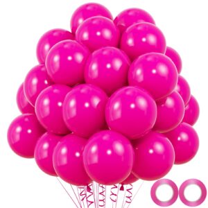 100pcs hot pink balloons,12inch hot pink latex party balloons helium quality for like bridal shower,gender reveal, birthday party, baby shower,wedding party decoration (with pink ribbon)…