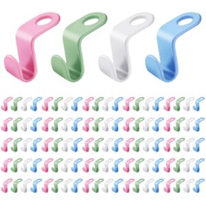 yulejo clothes hanger connector hooks plastic hanger extender clips space saving hangers for space saving clothes and closet organizer(green, blue, white, pink, 100 pcs)