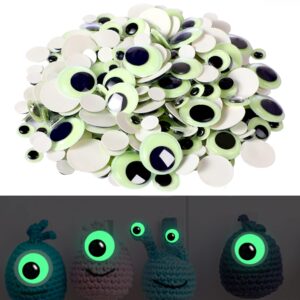 upins 300pcs wiggle googly eyes self adhesive glowing in dark luminous googly eyes craft sticker sparkle colored googly eyes for halloween diy decoration (10 15 20 25 mm)