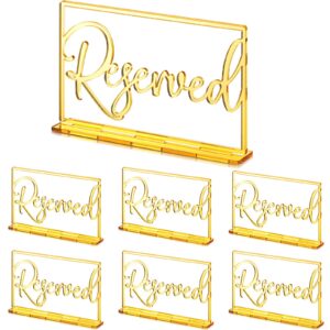 yalikop 6 pieces acrylic reserved table sign wedding signs reserved signs for tables acrylic standing reserved wedding signs for wedding seating reservation restaurant business office (gold)