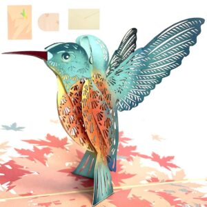 yfdshun 3d card/pop-up card,lovely hummingbird for family and friends thank you card, birthday card, love anniversaries and valentine's day card