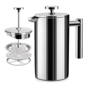 french press coffee maker stainless steel screen double walled percolator coffee pot tea press espresso maker stylish rust free kitchen accessory-stainless steel french press easy to use