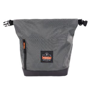 ergodyne arsenal 5186 respirator mask storage bag, fits half and full face respirators, adjustable roll top closure,gray