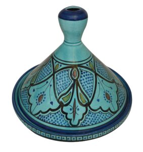 moroccan handmade serving tagine exquisite ceramic with vivid colors original large 12 inches across aqua