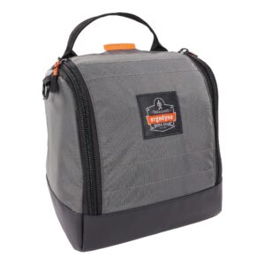 ergodyne arsenal 5185 respirator mask storage bag, fits half and full face respirators, zipper and magnetic closure,gray