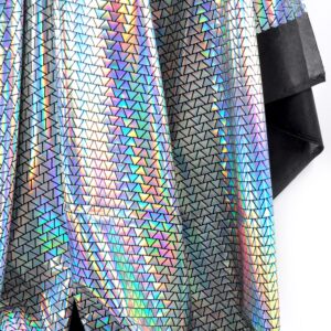 hologram metallic foil stretch fabric triangle pattern(silver 1yard)