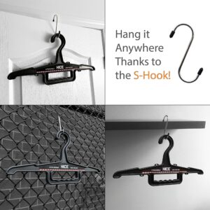 HICE Heavy Duty Clothes Hanger | 150 lb Weight Capacity | High-Impact Resin for Tactical Gear, Plate Carriers, Bulletproof Vests, Scuba BCDs, Coats, Uniforms, Heavy Clothing | Durable Design (Black)