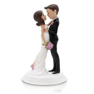 dihtan wedding cake toppers bride and groom - 6 x 3.5 inch hand painted cake decorations mr and mrs figurines - poly resin bride to be cake topper - ideal for wedding, anniversary, table centerpiece