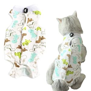 hacraho recovery suit for cat, 1 pcs cute dinosaur e-collar cat wound surgery recovery suit pet after surgery wear for small medium pets, m