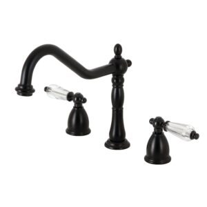 kingston brass kb1790wllls wilshire widespread kitchen faucet, matte black