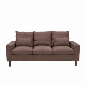 panana 3 seat upholstered fabric sofa small couch modular sofa for small space, apartment (brown)