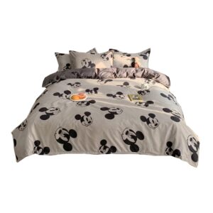 holy home kid’s bedding, cartoon mouse duvet cover set 4 piece birthday gift bedclothes (queen, grey)