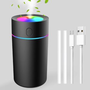 humidifiers for bedroom portable mini humidifier with 7-color lights, auto shut-off small desk humidifier [2 mist modes] super quiet usb personal humidifier for bedroom, car, office, travel, plants