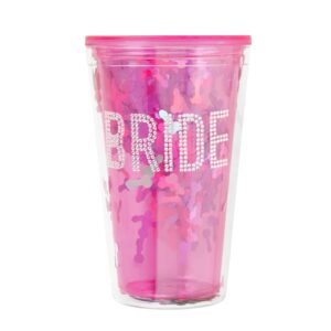 xo, fetti bachelorette party bride confetti tumbler cup - bridal shower, engagement party decoration and bride to be gift