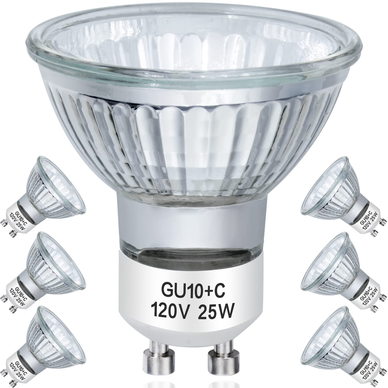 YBEK Halogen Bulb 25W GU10 120V NP5 Replacement Bulb for Track/Recessed/Accent Lighting，Candle Warmer, Scent Wax Burner MR16 JDR Dimmable, Warm White 2700K,Pack of 6