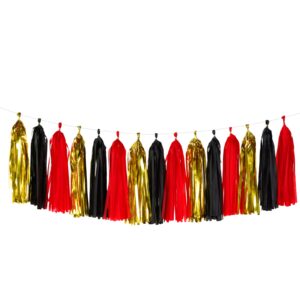 black-red gold party-decorations tassel garland - 15pcs graduation tassels banner birthday casino theme wedding bachelorette engagement baby bridal shower party decor panduola