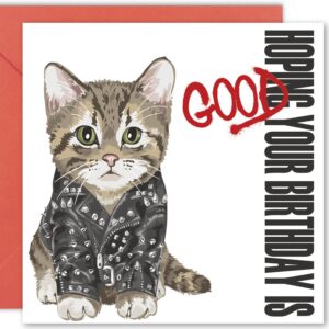 cult kitty - hoping your birthday is good - cat birthday card - cat owner card - funny cats birthday card - cat lover card - cat owner birthday card - cat birthday