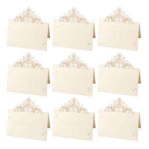 lace hollow out table place cards wedding seating cards 50pack folded place name cards for wedding banquet events party 3.5in ivory