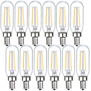 sunaiony e12 candelabra bulb 25w t6 led bulb dimmable 3000k soft white, 2w vintage led filament edison candle bulb for chandelier ceiling light, 12 pack