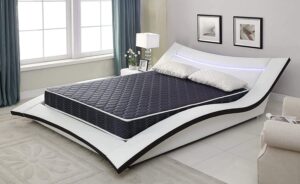 ac pacific 6-inch water-resistant high-density foam mattress made in usa with stylish diamond-quilted breathable fabric, distributes weight evenly, full, navy blue