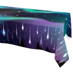 9x5ft galaxy aurora shooting star partytablecloths starry night tablecovers twinkle star celestial outer space celestial meteor theme decoration for birthday wedding baby shower party supplies