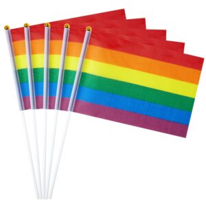 gentlegirl 12 pack pride rainbow flags rainbow small mini hand held stick flag gay lgbt festival party parades decorations