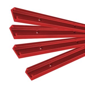 woodhero 48'' red t-tracks for woodworking - ideal gifts for woodworkers men unique | 4 pcs predrilled universal t track, fine sandblast anodized, sturdy and durable, comes with flat head wood screws