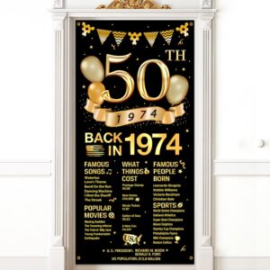 mica direct 50th birthday door cover banner decorations, black gold happy 50th birthday door cover party supplies, large fifty year old birthday poster backdrop sign decor