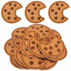 jdesun 20pcs cookie embroidered patches chocolate chip cookie iron on patches cute embroidery applique sew on patch for clothes hat pants shoes sewing craft decoration