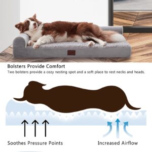 WESTERN HOME Orthopedic Dog Beds Extra Large Sized Dog, Pet Sofa Bed with Removable Washable Cover, Egg Foam Support, Bolster Cushion for Comfortable Sleep, Waterproof Lining and Non-Slip Bottom