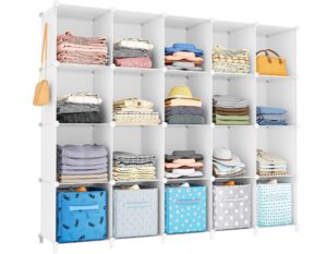 homidec 20-cube storage shelf, storage bookcase bookshelf with metal hammer, storage cubes organizer cabinet for kids, closet, bedroom, bathroom, (11.8x11.8x11.8 inch)