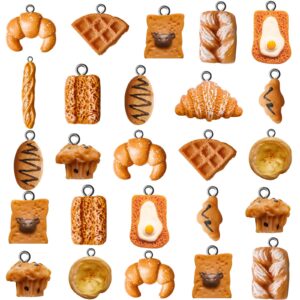 60 pieces handmade simulation food bread toast pendant charms hanging food charms diy baking charms for earrings imitation resin charms for jewelry making necklace earring diy craft