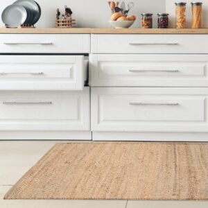 nautica - textured jute handmade | modern home décor | accent rug | measures - 27" x 45" | natural