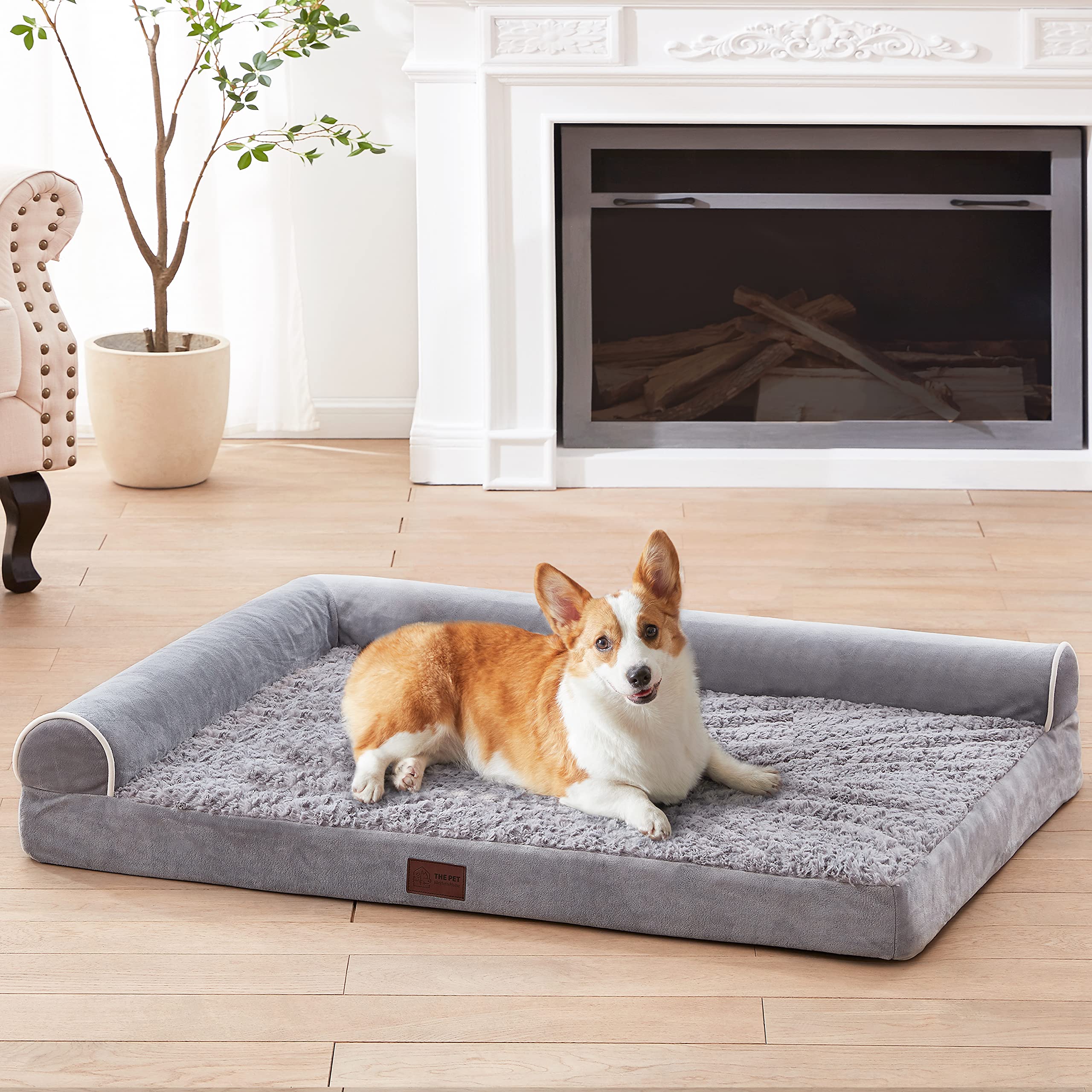 WESTERN HOME Orthopedic Dog Beds Extra Large Sized Dog, Pet Sofa Bed with Removable Washable Cover, Egg Foam Support, Bolster Cushion for Comfortable Sleep, Waterproof Lining and Non-Slip Bottom