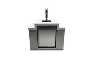 mont alpi ma-keg stainless steel outdoor rated 3 beer tap kegerator keg center refrigerator module w/digital display + white granite countertop - holds 3 pony kegs - fits island grills