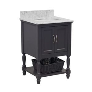 beverly 24-inch bathroom vanity (marine gray/carrara): includes marine gray cabinet with authentic italian carrara marble countertop and white ceramic sink