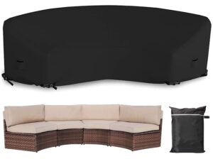 skyour patio sectional curved sofa protector cover waterproof heavy duty 420d oxford outdoor sectional curved couch sofa covers with windproof reinforced buckles black (m: 120.08x38.98x35.83in)