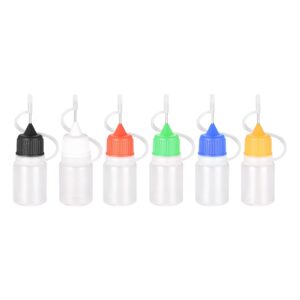 meccanixity needle tip bottle precision plastic applicator dropper bottles with 6 colors cap for diy, cleaning, repair, liquids, 5ml, 12 pack