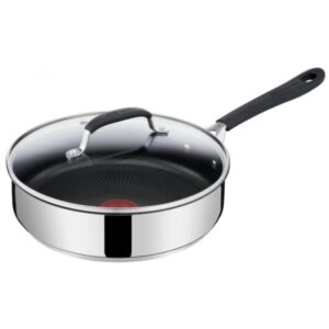 tefal jamie oliver quick & easy e3033344 stainless steel 25cm induction saute pan with glass lid