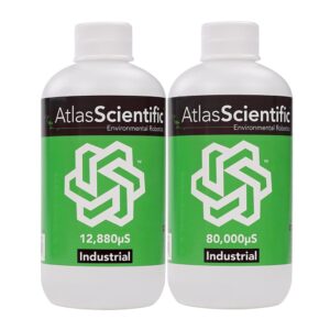 atlas scientific industrial conductivity calibration k 1.0 set - 12,880µs & 80,000µs - 250ml (8oz) pack of 2