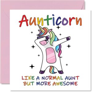 stuff4 aunt birthday cards for her - aunticorn - funny aunty birthday cards, 5.7 x 5.7 inch birthday greeting cards, happy birthday aunt card unicorn awesome auntie present gift from nephew or niece