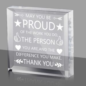 yookeer coworker gift acrylic thank you gift employee appreciation gift for may you be proud of the work you do sign for retirement goodbye farewell inspirational paperweight keepsake (square style)