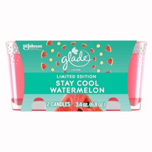 glade candle jar, air freshener, stay cool watermelon, 3.4 oz, 2 count