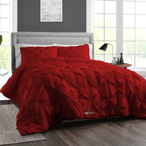 sgi bedding luxurious 1000 tc burgundy pinch duvet cover set - soft & fluffy comforter cover for winter - hotel quality egyptian cotton bedding - breathable - king/cal king duvet covers