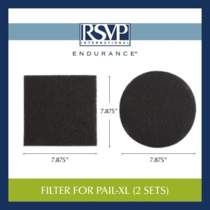 RSVP International Charcoal Compost Bin Filter 2-Piece Set Helps Keep Kitchen Smelling Fresh, Replacement - 1/2 Gallon Bin/Pail