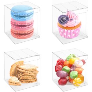 2.25x2.25x3 inches small favor boxes, clear boxes for macaron, small transparent wedding baby shower birthday party favor boxes, 3 macaron box - 25 pack